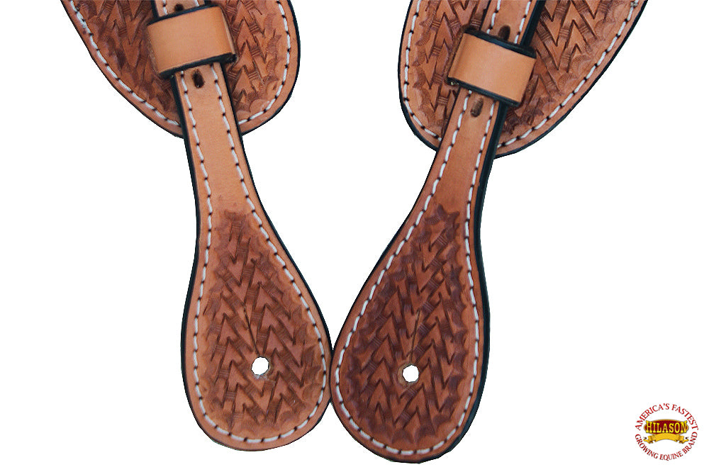New Hilason Western Show Tack Hand Tooled Leather Spur Straps Light Oi ...